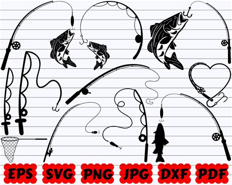 Fishing Pole Svg Fishing Rods Svg Bass Fishing Rod Svg Fisherman