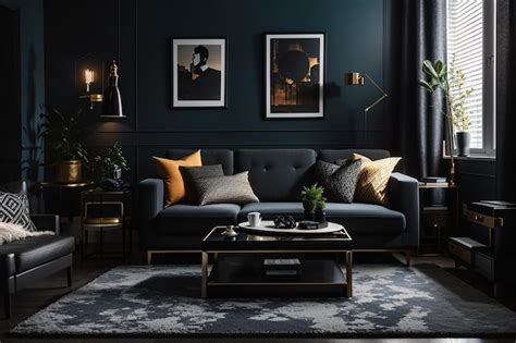 Premium Photo A Mockup Of A Dark And Moody Living Room With Deep