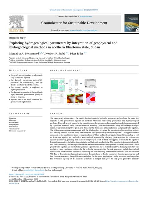 Pdf Exploring Hydrogeological Parameters By Integration Of