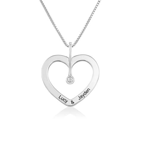 Cutom Name Heart Shaped Diamond Necklace Weprintme