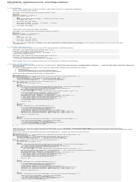 Multiple Datasource Configuration Pdf Data Management Software