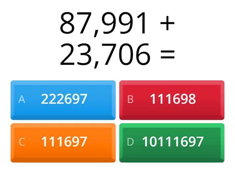 Math Multi Digit Addition Quiz