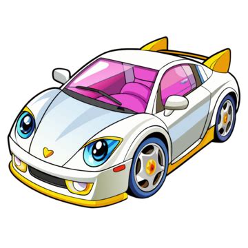 Pink And White Race Car Clipart Illustration Graphic Pink And White