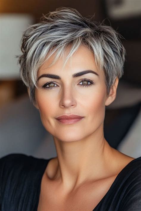 50 Pixie Hair Colour Ideas For Women Over 50 Textured Silver Pixie