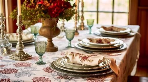 Premium Ai Image Autumnal Holiday Tablescape Formal Dinner Table