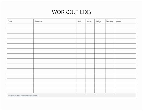 Free Pdf Workout Log Templates