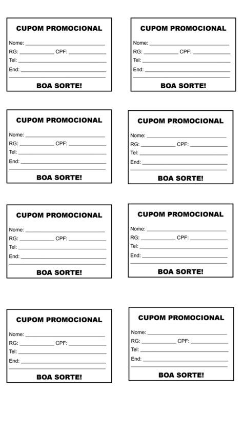 Bilhete De Sorteio Para Imprimir