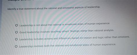 Solved Identify A True Statement About The Rational And