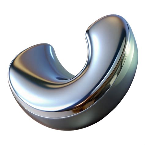 Stunning Minimalist Curved Chrome Reflection Isolated Element Exclusive