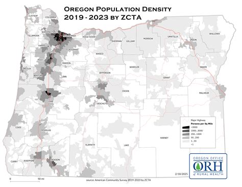 Oregon Population Density Map 2 2025 Ohsu