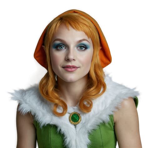 A Redhead In A Fantasy Costume With An Orange Hood And White Fur Trim 55983075 Png