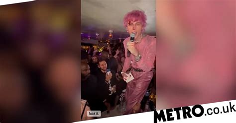 Watch Mgk Smashes Champagne Flute On His Face While Performing At