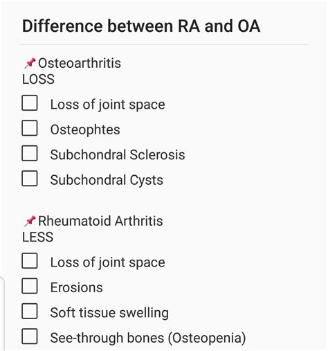Difference Between Rheumatoid Arthritis And Osteoarthritis Mnemonic