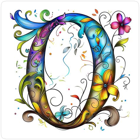 Whimsical Monogram Letter O Sticker O Letter Drawing Letter O Art