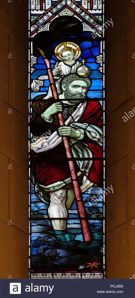 Saint Christopher Stained Glass Window In The American Cathedral