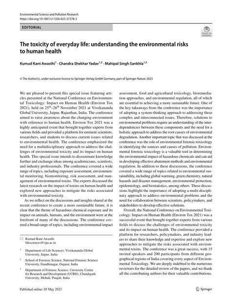 Pdf The Toxicity Of Everyday Life Understanding The Environmental Risks To Human Health