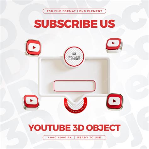 Free Psd Youtube Subscribe Banner Element Icon Isolated 3d Render