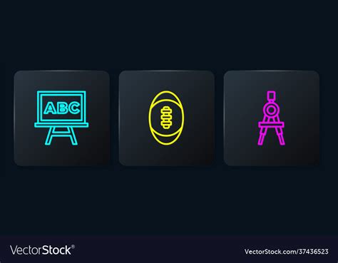 Set Line Chalkboard Drawing Compass And American Vector Image