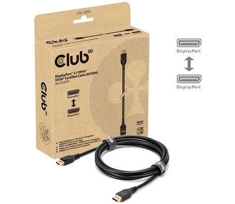 Club3d Intros Cac 1093 Displayport 21 Dp54 Vesa Certified Cable