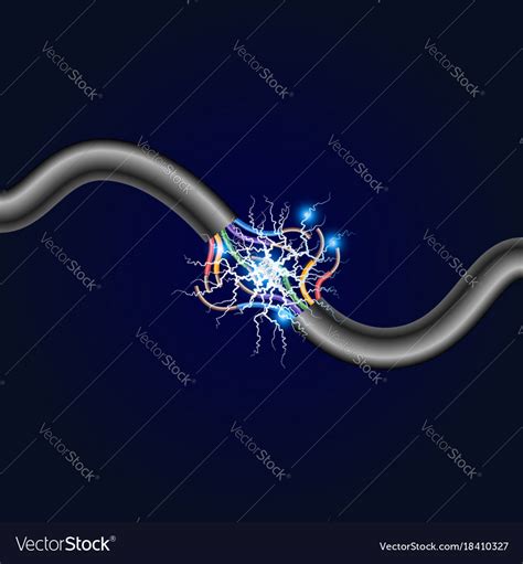 Electric Cable Break With Spark Royalty Free Vector Image