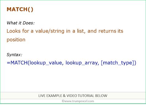 Función Match De Excel Ejemplos De Fórmulas Video Gratis