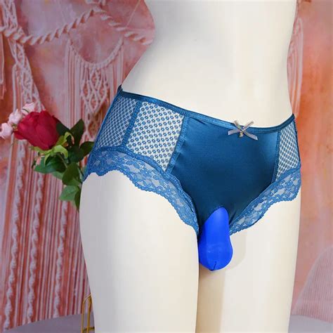Male Lingerie Mens Sissy Pouch Sheath Underwear Lace Satin Luxury Gays