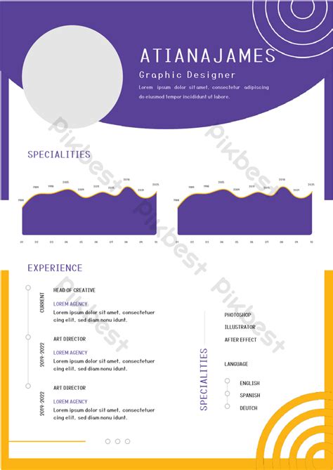 Purple And Yellow Contracted Style Of Cvs Word Doc Template Free