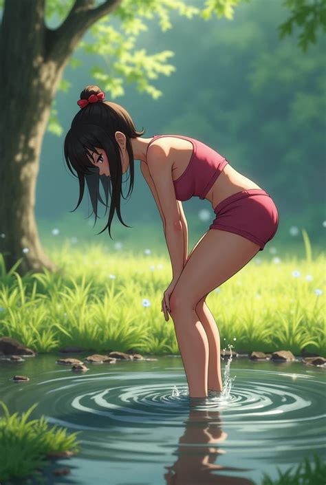 Anime Woman Peeing While In A Park All Wet Seaart Ai