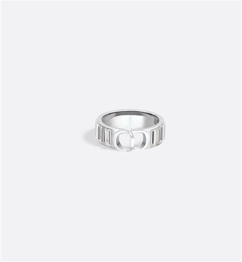 Crystals And Cd Icon Ring Silver And White Crystals Dior