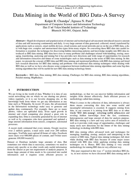 data mining in the world of big data a survey pdf big data data