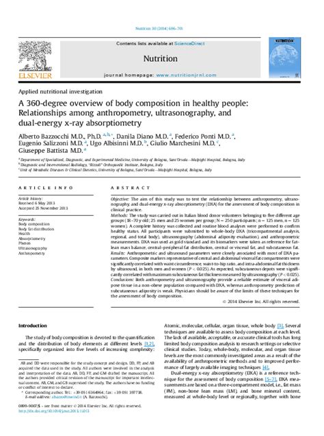 Pdf A 360 Degree Overview Of Body Composition In Healthy People Relationships Among