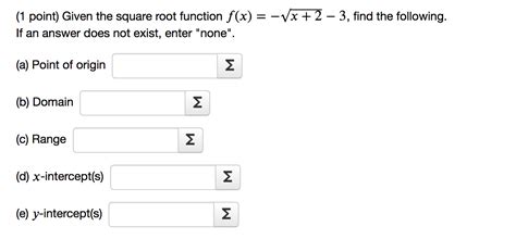 Solved 1 Point Given The Square Root Function F X Vx