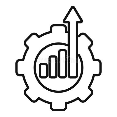 Black And White Icon Of A Gear With An Upward Graph Symbolizing Growth And Progress Stock