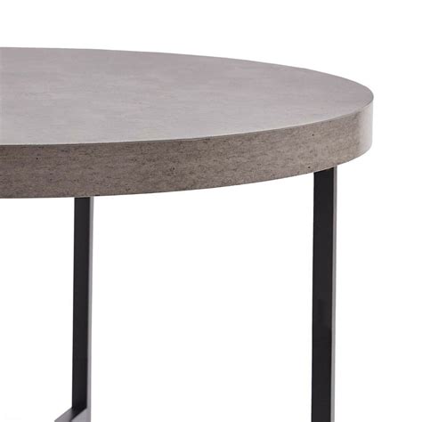 Concrete Effect Coffee Table Round Grey Modern Portable Industrial Sty