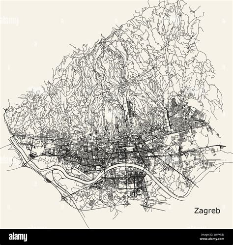 Vector City Road Map Of Zagreb Croatia Stock Vector Image And Art Alamy