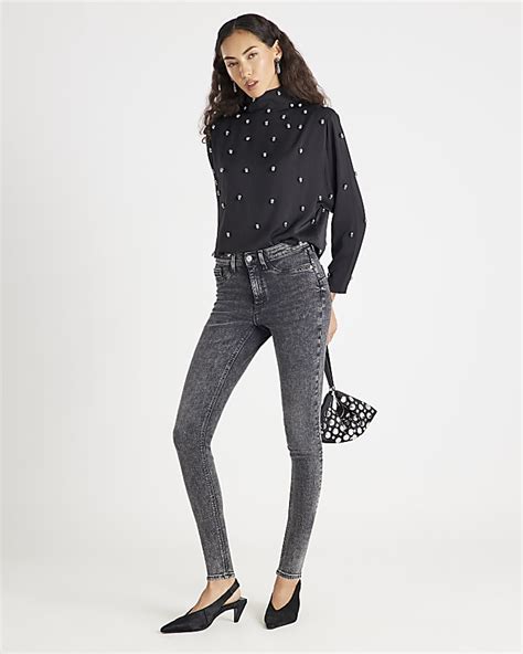 Black Mid Rise Sculpt Skinny Jeans River Island