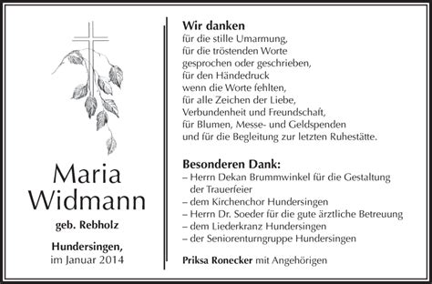 Traueranzeigen Von Maria Widmann Schwaebischede Trauerportal
