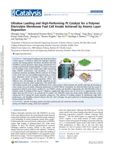 Pdf Ultralow Loading And High Performing Pt Catalyst For A Polymer