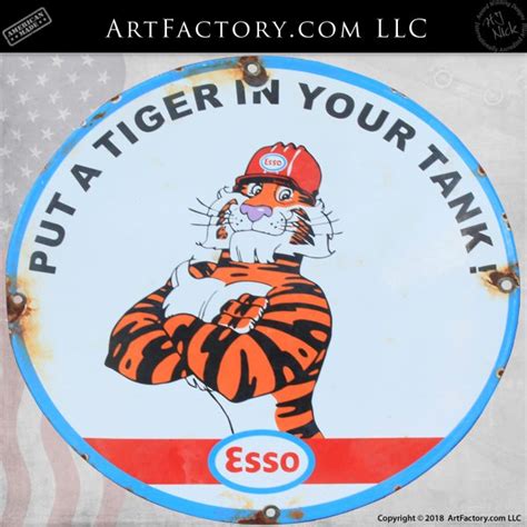 Vintage Esso Gas Sign Put A Tiger In Your Tank Pump Plate