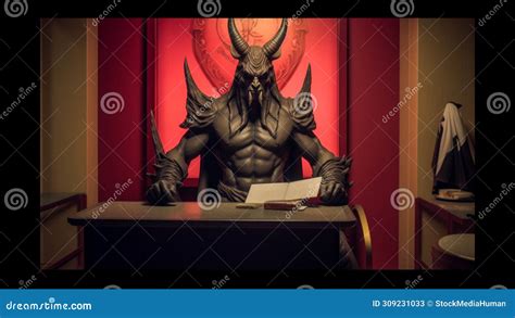 Satan Demonic Entity Baphomet Underworld Guardian Dark Lord Stock Illustration Illustration Of