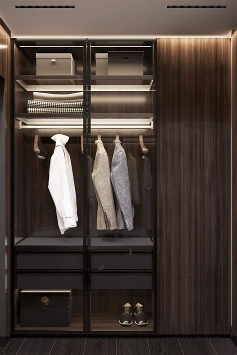 Dark Wood Closet Interior Penthouse Closet Luxury Dark Wood Closet