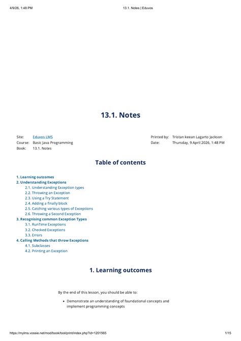 Basic Java Programming Cs101 Understanding Exceptions Notes Studocu