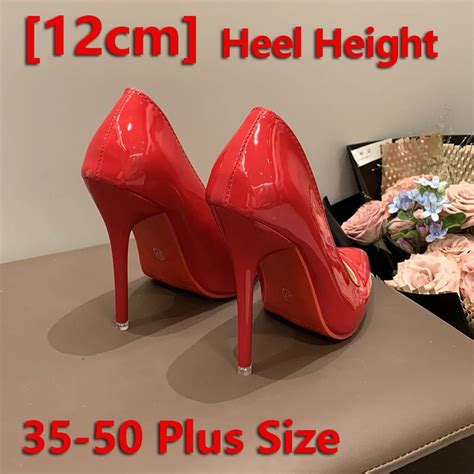 48 49 50 Plus Size 12cm Super High Heel Shoes Sexy Pseudo Princess