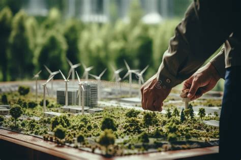 engineers developing models of turbines solar panels and clean energy