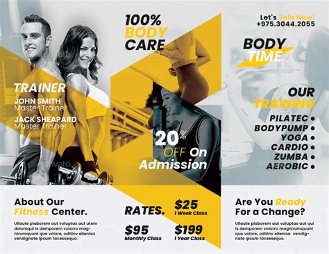 Fitness Gym Trifold Brochure Print Templates Graphicriver