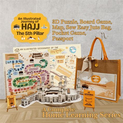 The Journey Of Hajj Storybox Full 3d Puzzle Board Game Map Jute Bag