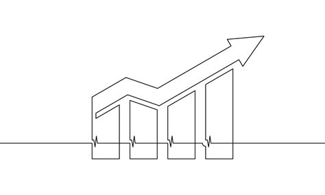 Continuous Line Drawing Of Graph Line Art Of Bar Chart Illustration