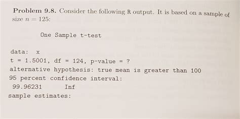 Solved Problem 98 Consider The Following R Output It Is