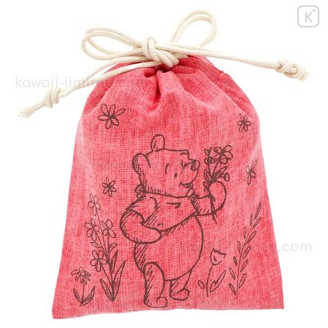 Japan Disney Drawstring Bag Winnie The Pooh Red Garden Kawaii Limited