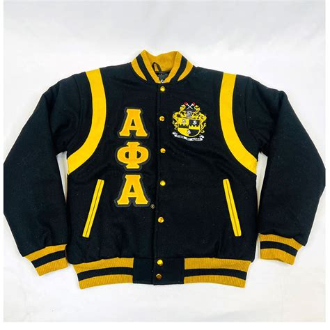 Full Snap Alpha Phi Alpha Black Letterman Jacket Jackets Masters
